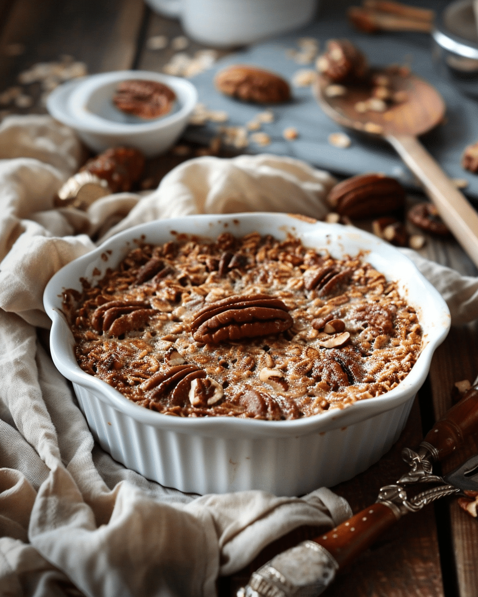 Pecan Pie Baked Oatmeal | Kitchen Martha