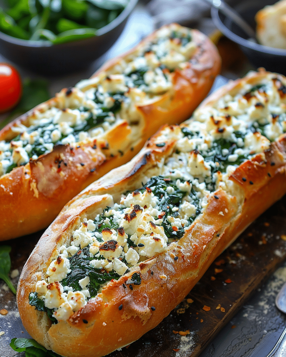 Feta Spinach Stuffed French Bread | Kitchen Martha