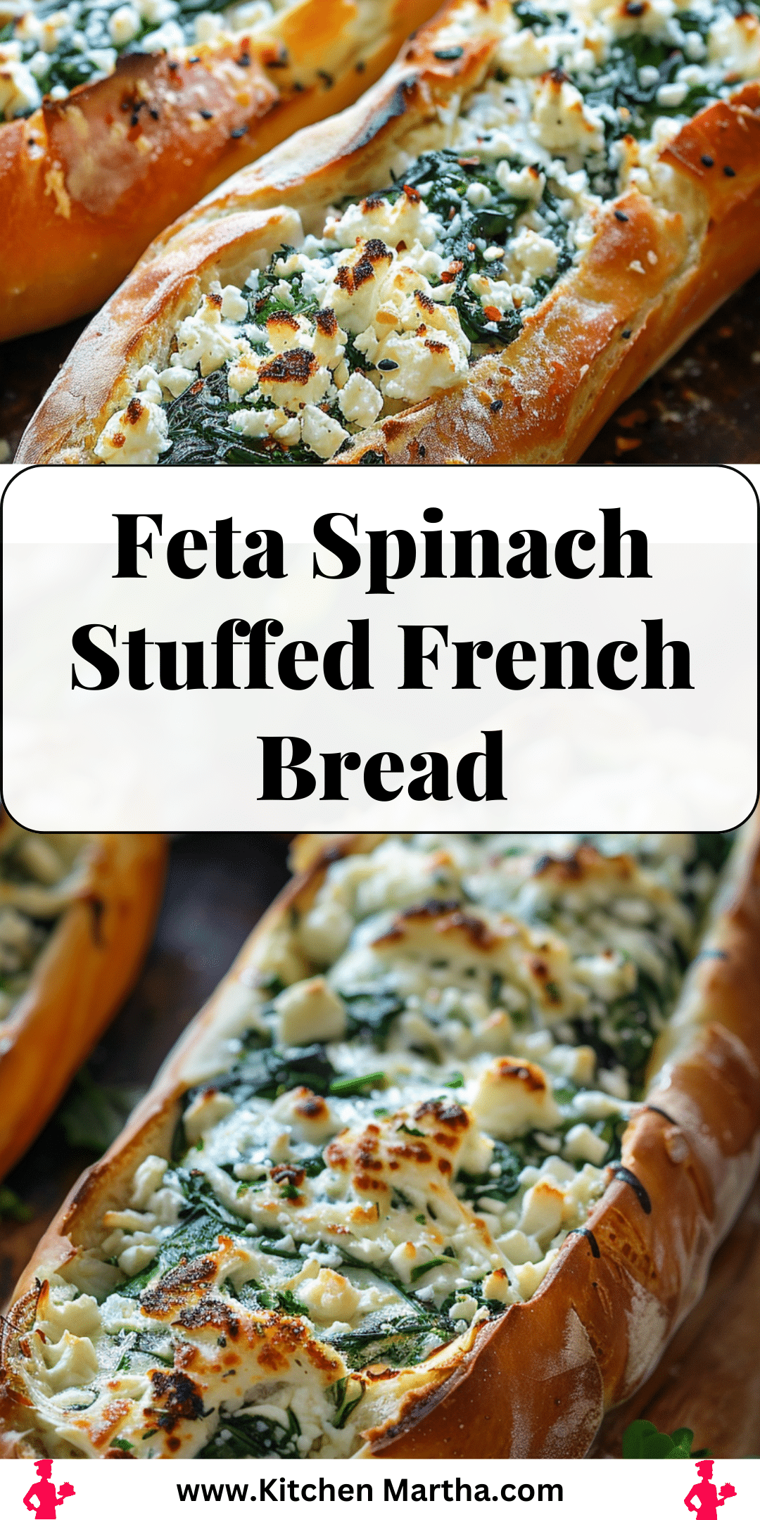 Feta Spinach Stuffed French Bread | Kitchen Martha