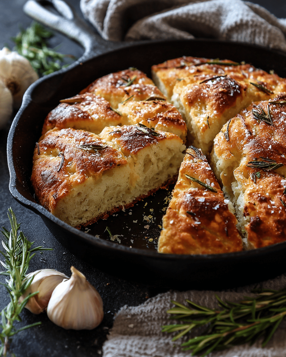 Rustic Garlic Rosemary Skillet Bread Recipe - Comforting Aromatic Loaf