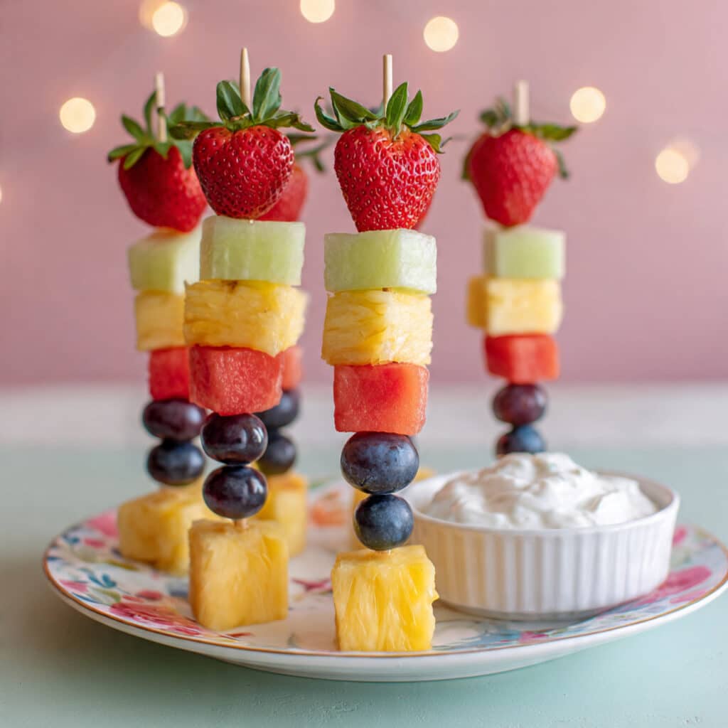 Fruit Kebabs with Yogurt Dip: Healthy, Colorful Snack