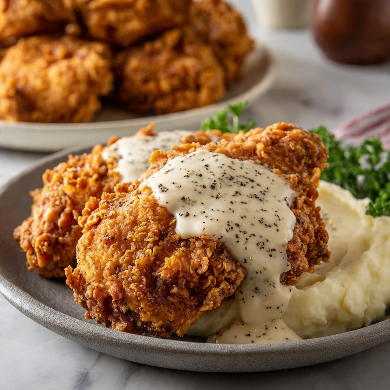 Crispy Southern Chicken Fried Chicken with Creamy Gravy