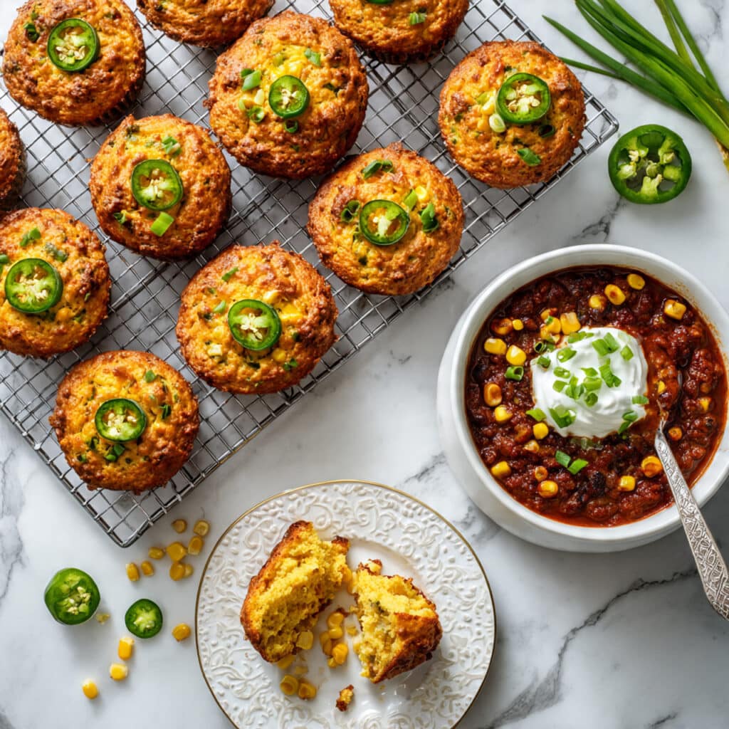 Cornbread Muffins with Jalapeño and Cheddar | Spicy & Cheesy Delight