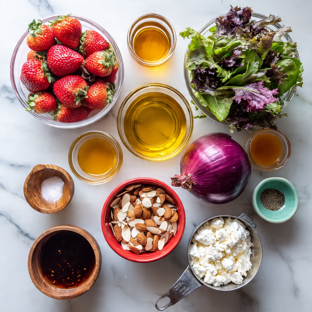 Strawberry and Feta Salad with Honey Dressing - Refreshing & Easy