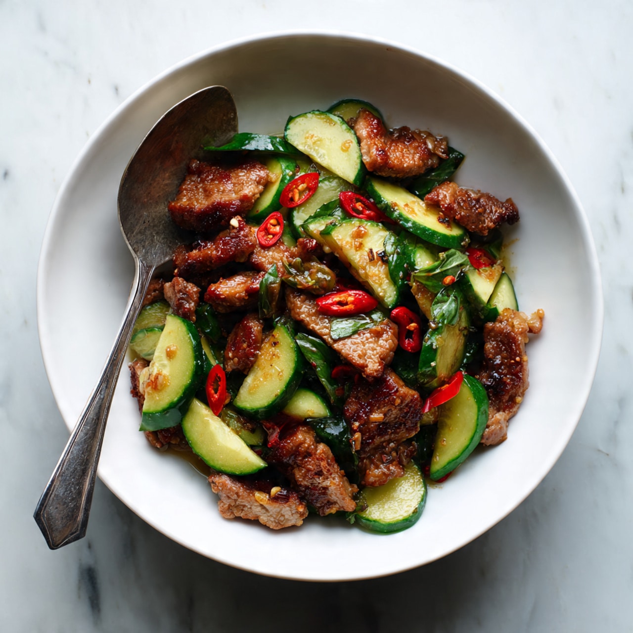 Grilled Pork Salad with Cucumber | Fresh & Flavorful Summer Dish