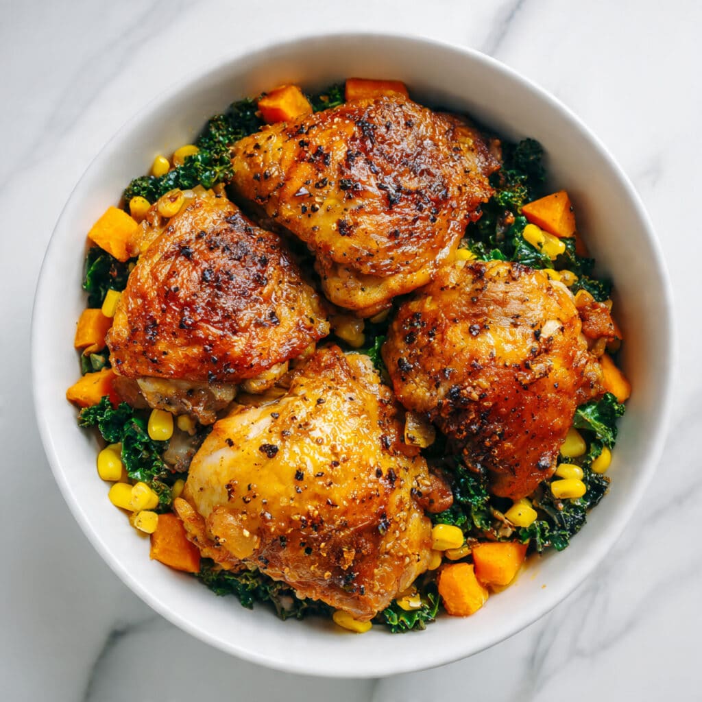 Sheet Pan Chicken Thighs and Sweet Potatoes Dinner | Easy & Flavorful