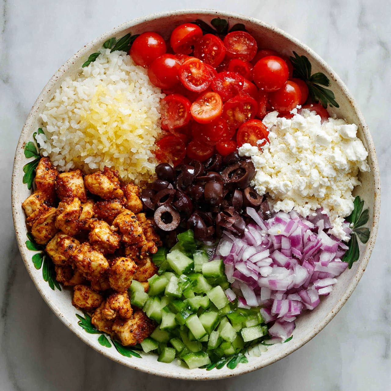 Greek Chicken Bowls with Tzatziki & Fresh Vegetables - Delicious & Easy
